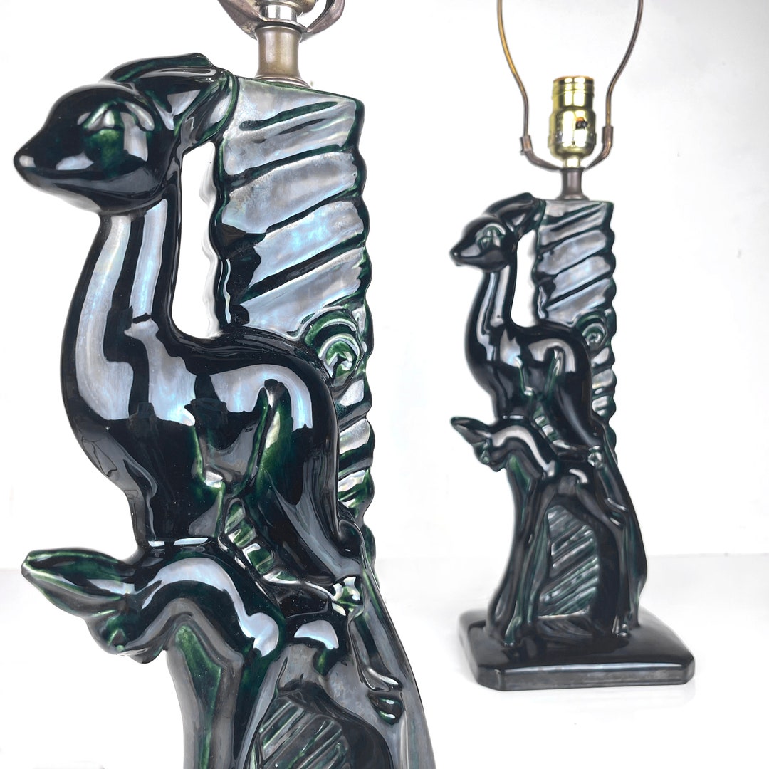 Table Lamps,mid Century Modern, Pair, Retro, Ceramic,deer and Fawn ...
