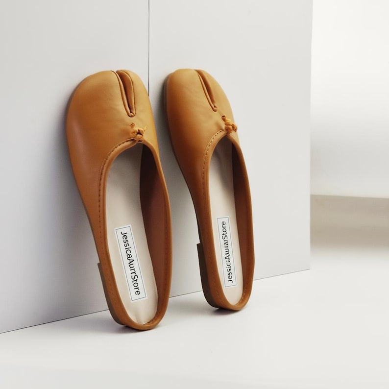 Women's Retro Tabi Ballet Flats, Closed-toe Half-slippers, French ...