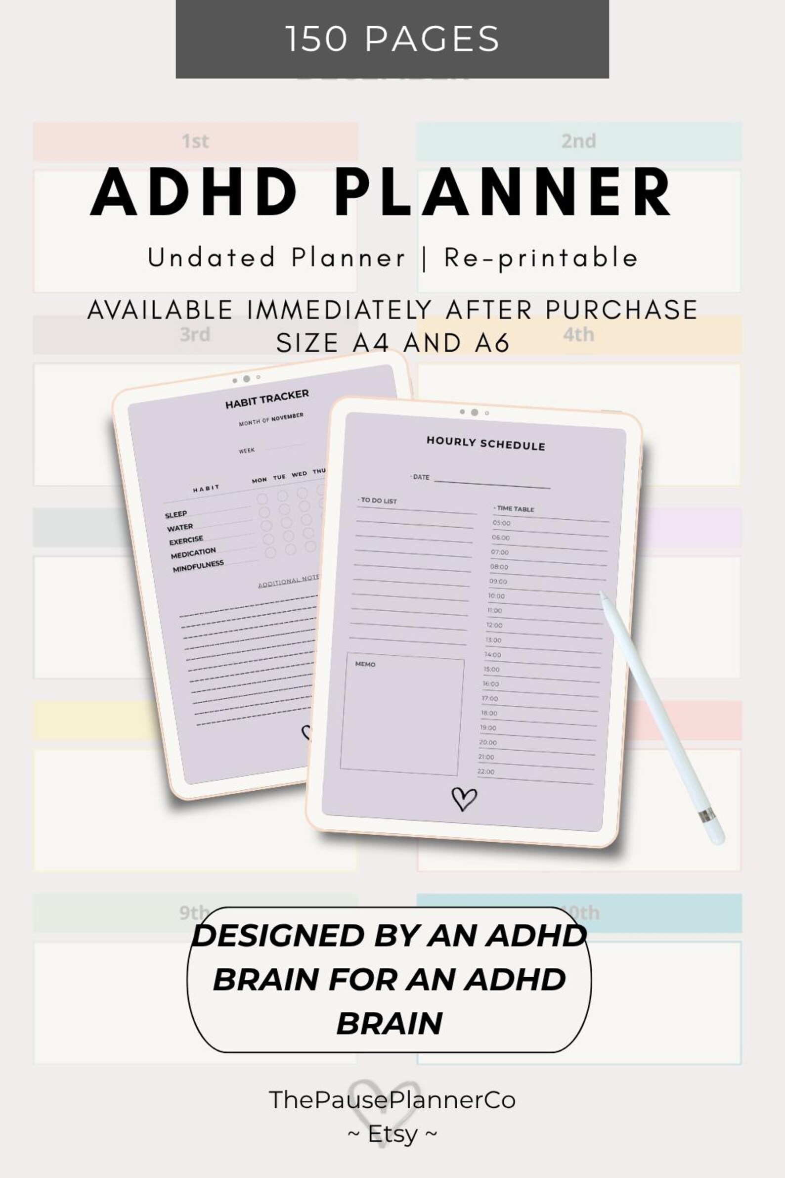 ADHD Planner: Focus, Motivation, Calm (printable PDF) - Etsy