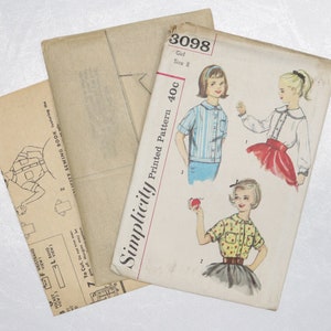 Simplicity 3098 Size 8 Girls Collared Blouses Short / Long | Etsy
