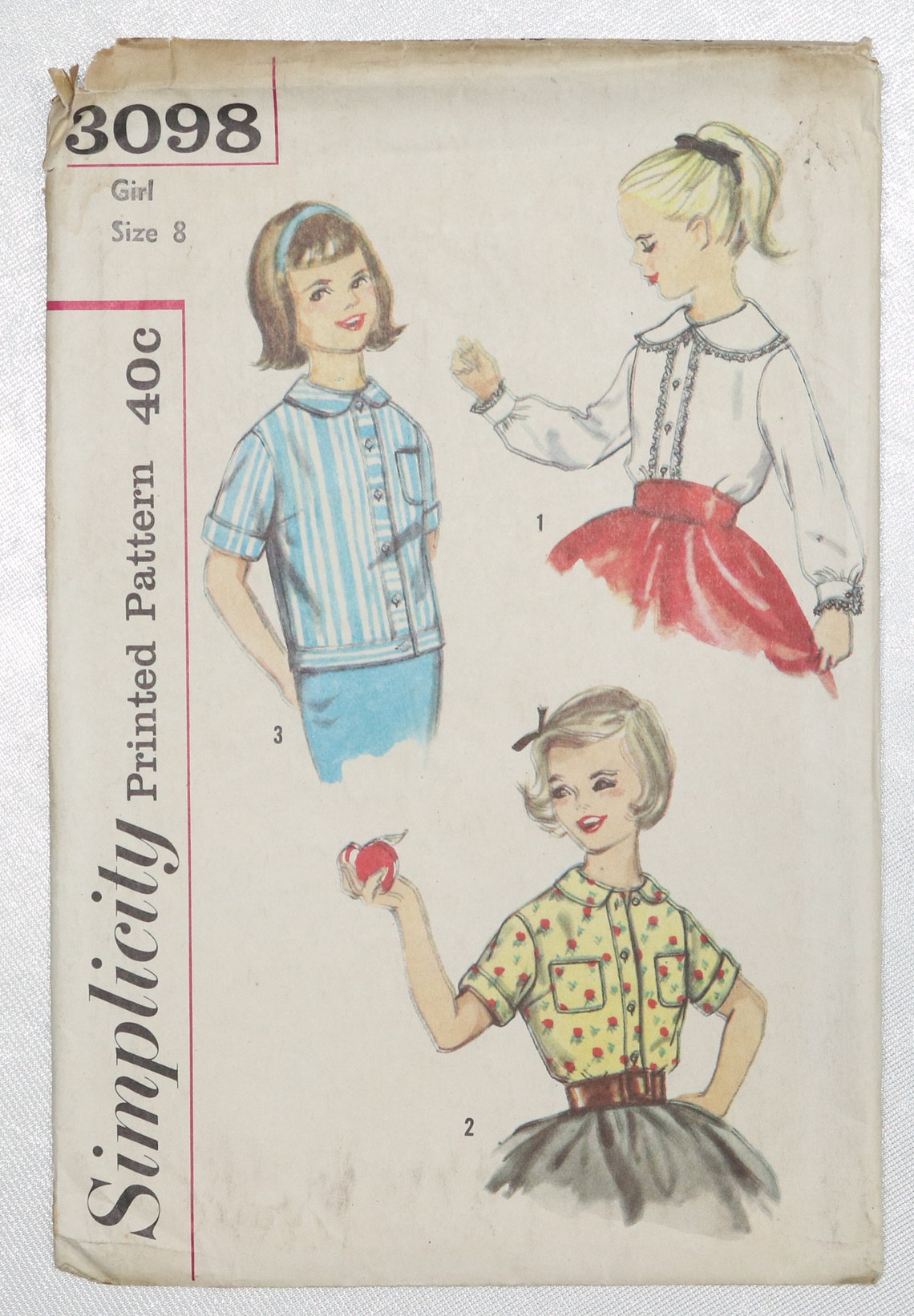 Simplicity 3098 Size 8 Girls Collared Blouses Short / Long | Etsy