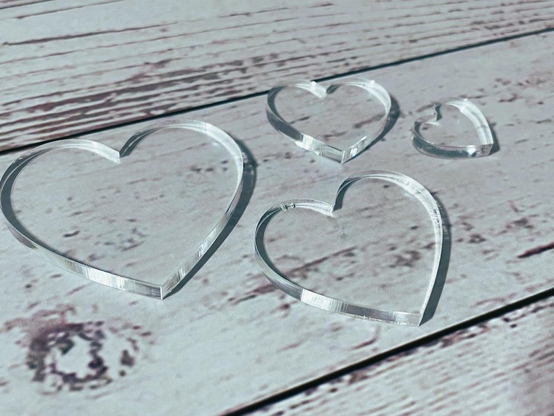 Clear Acrylic 1-10cm Heart Blanks – Customizable Shape for Crafts ...