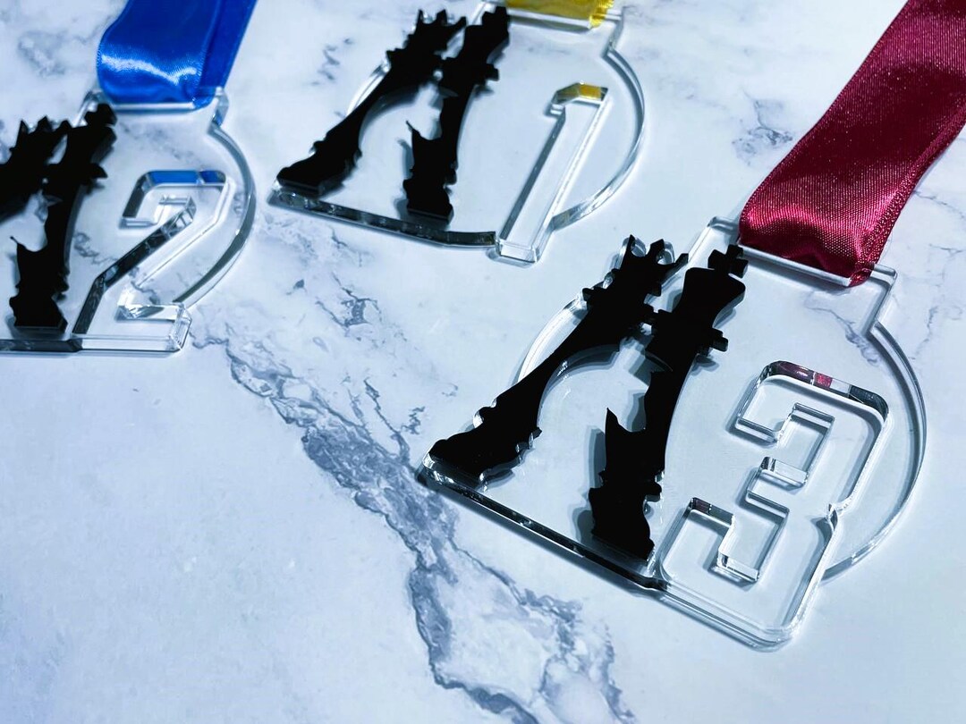 Set of 3 Acrylic Chess Medals: Tournament Trophy, Chess - Etsy