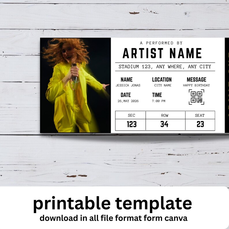 Editable Concert Tour Ticket Template – Custom Event Ticket - Canva ...