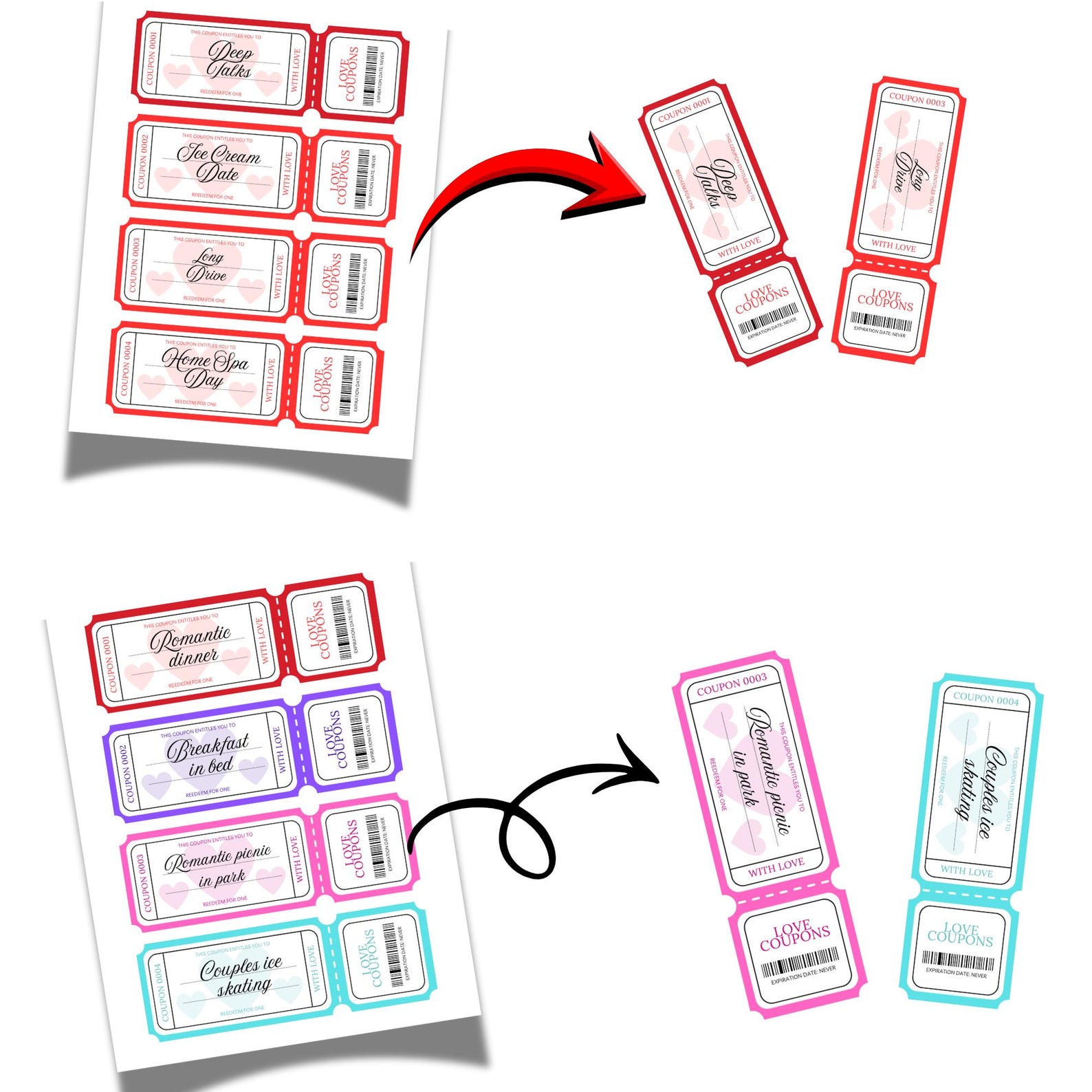 Printable Date Idea Coupons, Digital Download Vouchers, Anniversary ...