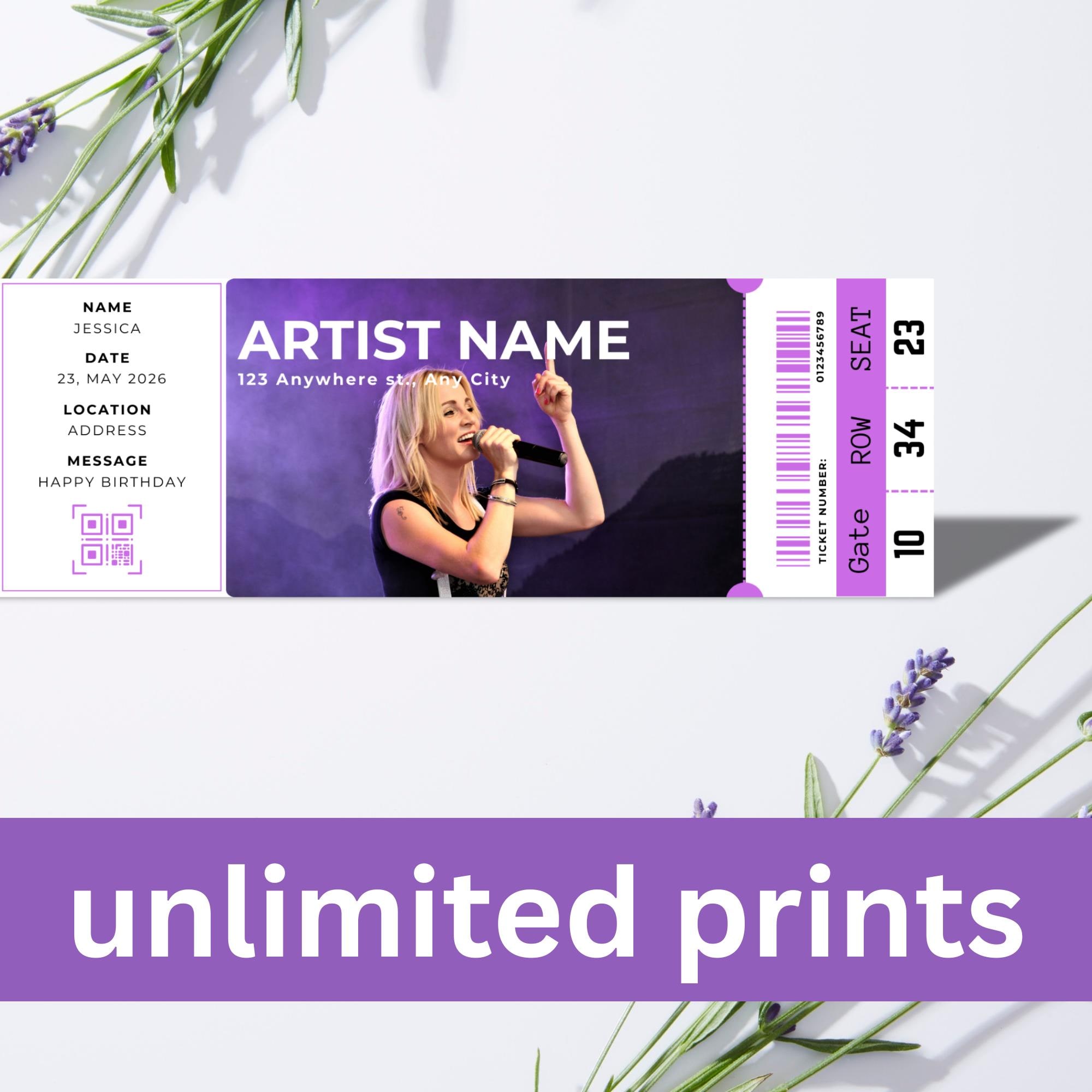 Editable Concert Ticket Template | Custom Concert Ticket | Printable ...