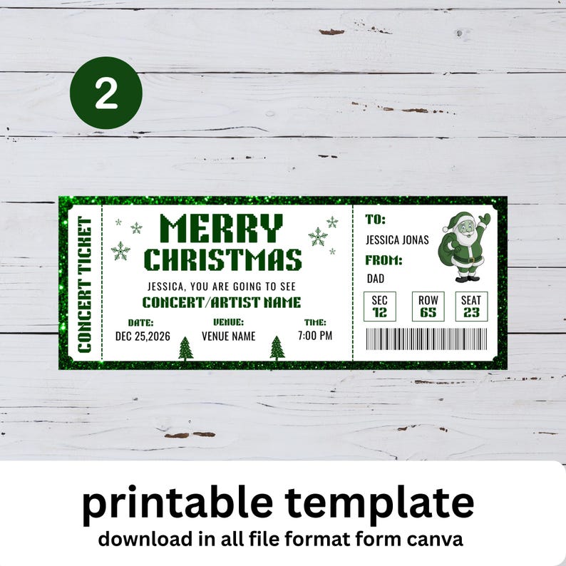 Editable 3 Christmas Concert Ticket, Surprise Gift Ticket, Printable ...