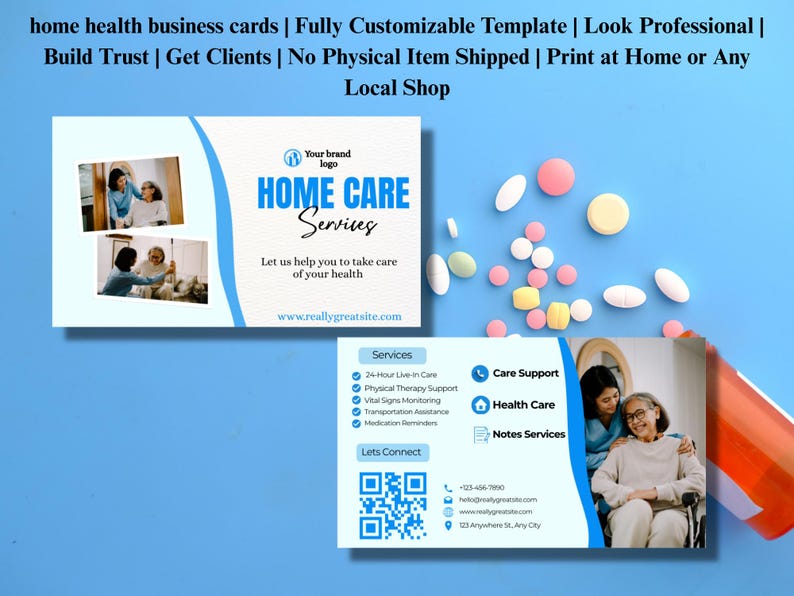 Home Health Business Cards | Editable Canva Template | Nurse ...