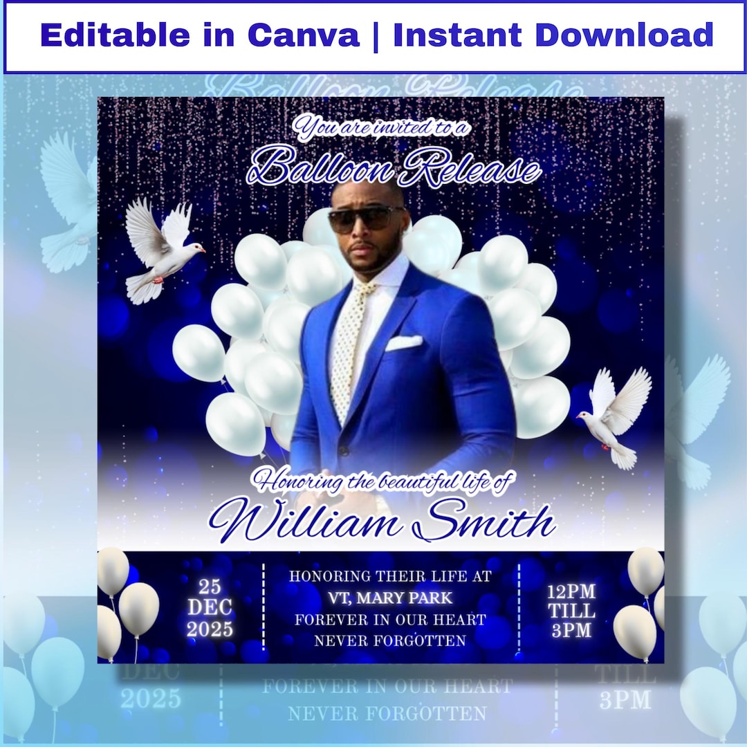 Memorial Balloon Release Flyer | Funeral Flyer | Memorial Flyer | RIP ...