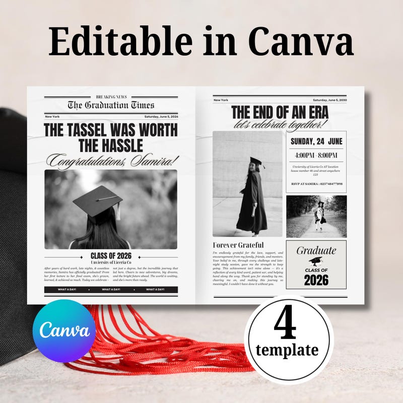 Grad Newsletter Template - Etsy