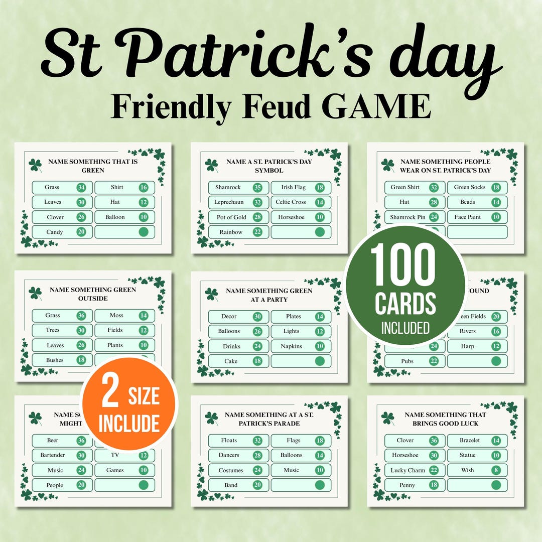 St Patricks Day Friendly Feud Game, Fun Group Saint Patricks Day Game ...