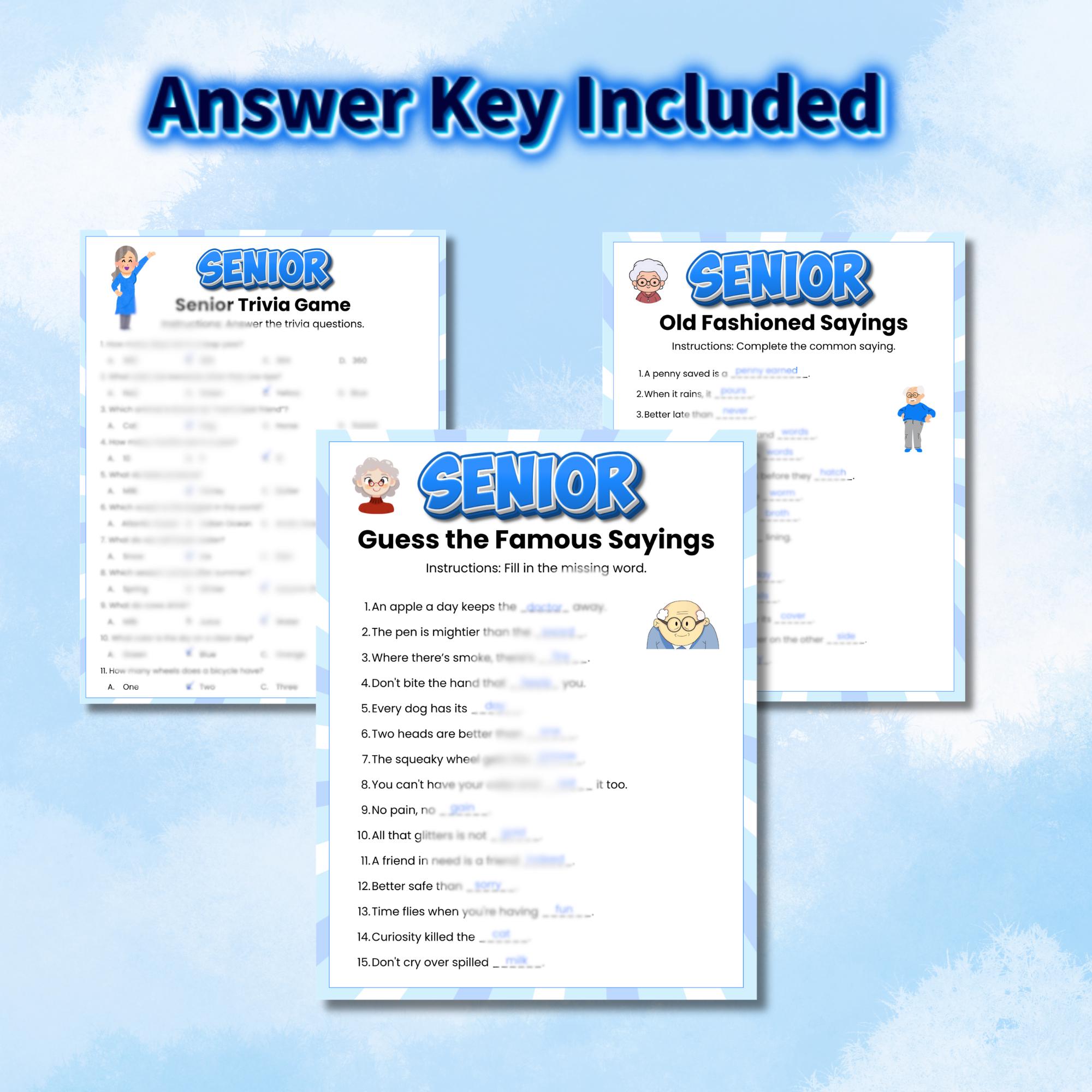 Old Fashioned Sayings Game, Sayings Senior Games, Guess the Sayings ...