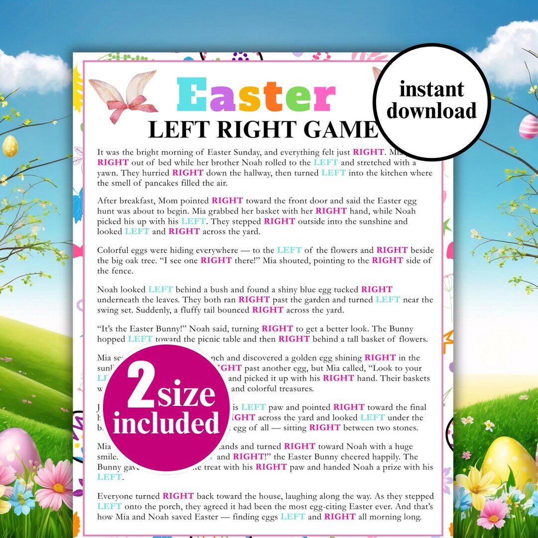 Left Right Easter Story Game, Printable Easter Left Right Game, Pass ...