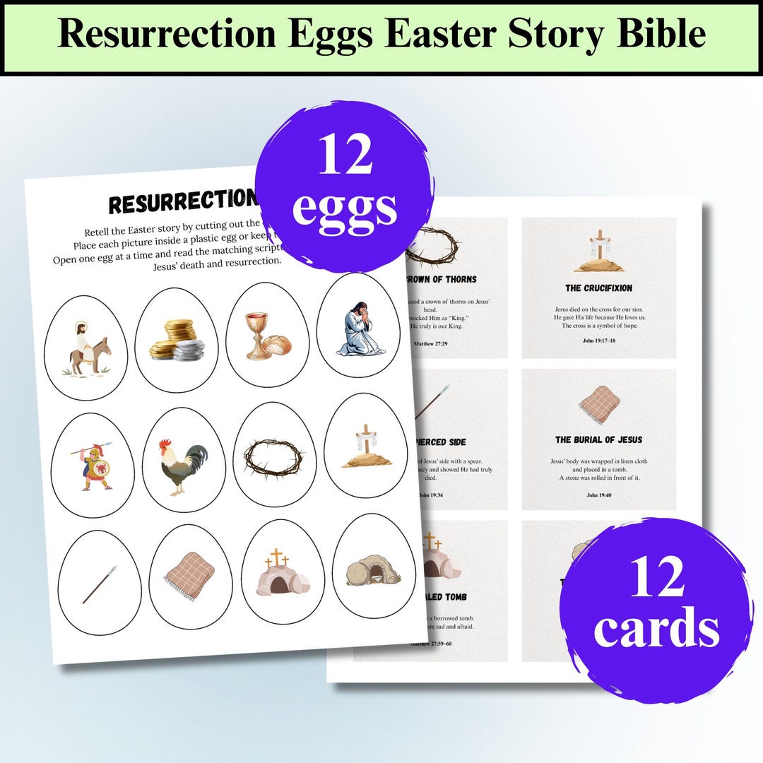 Resurrection Eggs Easter Story Bible Craft Printable, Holy Week Easter ...
