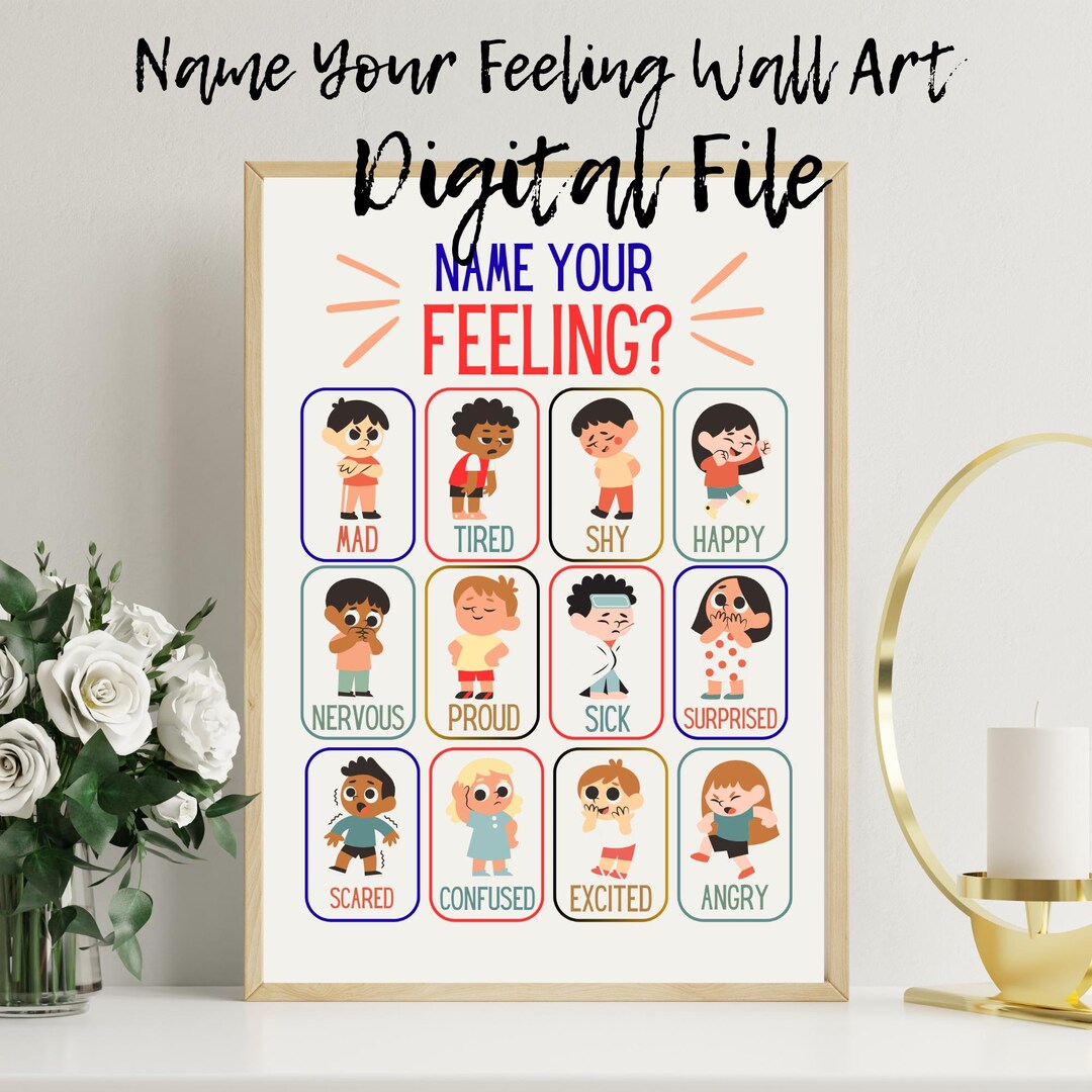 Feelings Chart Poster: Emotion Recognition, Classroom Therapy Wall Art ...