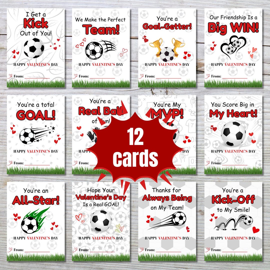 Soccer Valentine's Day Cards, All Star Valentines Cards, Printable ...