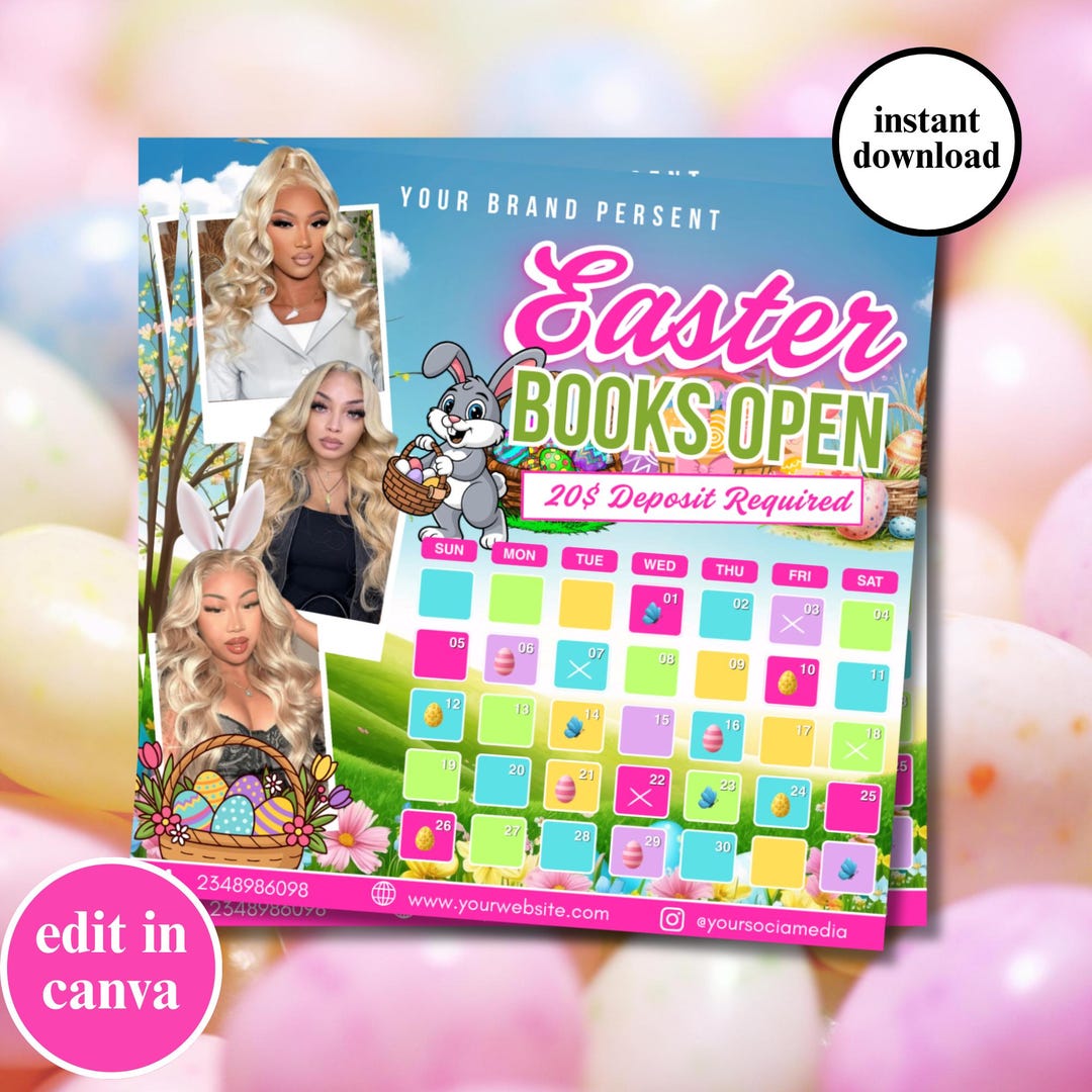 Easter Booking Flyer, Makeup, Hair, Lashes, Nails, Spring Special ...