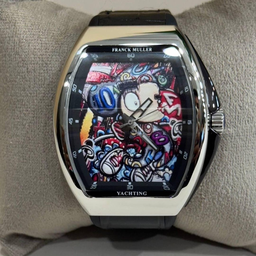 Vintage Franck Muller Automatic Movement Silver Case Black Strap Men ...