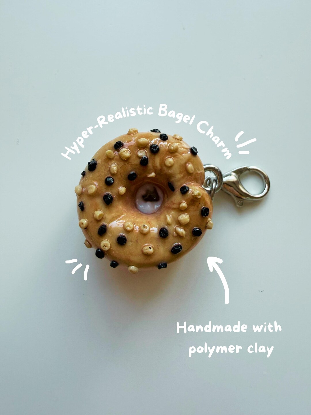 Hyper-realistic Polymer Clay Bagel Charm - Etsy