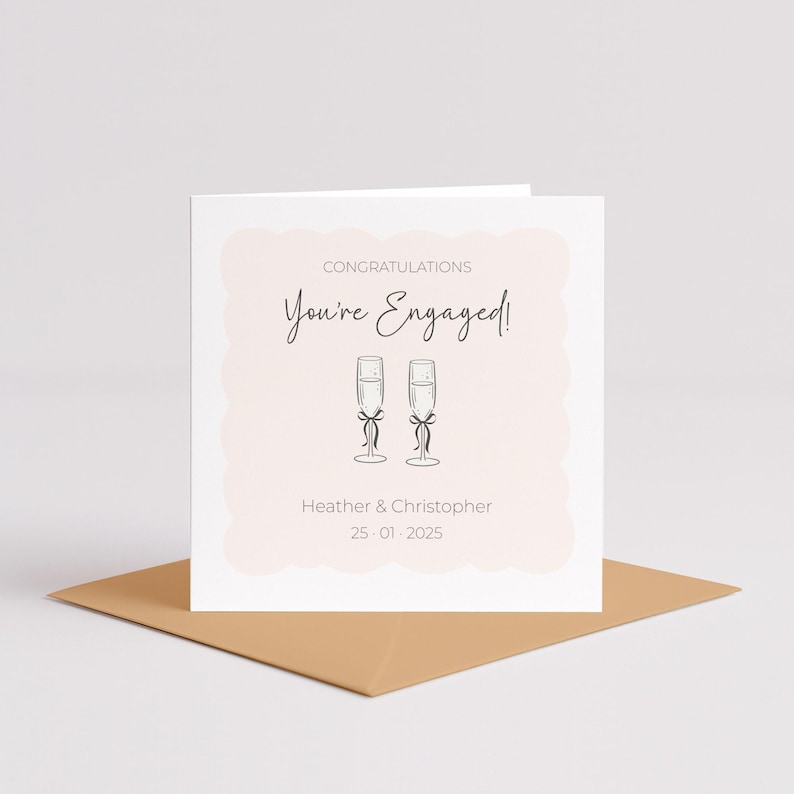 Personalised You’re Engaged Card for Couple, Elegant Engagement ...