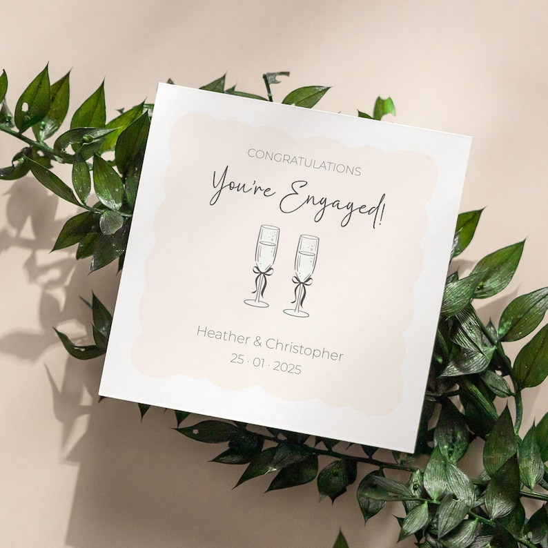 Personalised You’re Engaged Card for Couple, Elegant Engagement ...