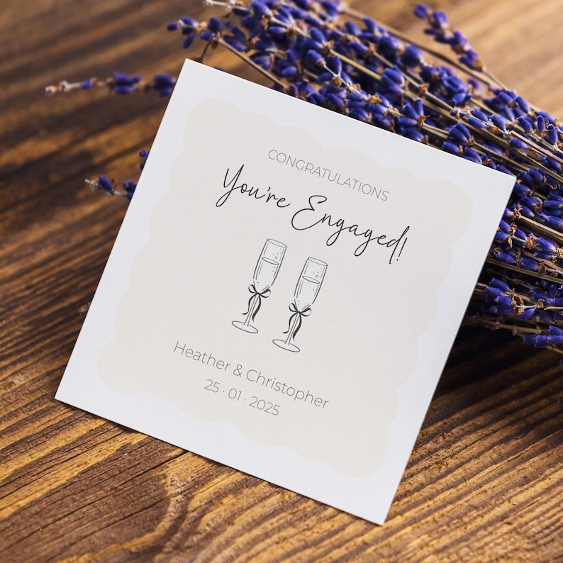 Personalised You’re Engaged Card for Couple, Elegant Engagement ...