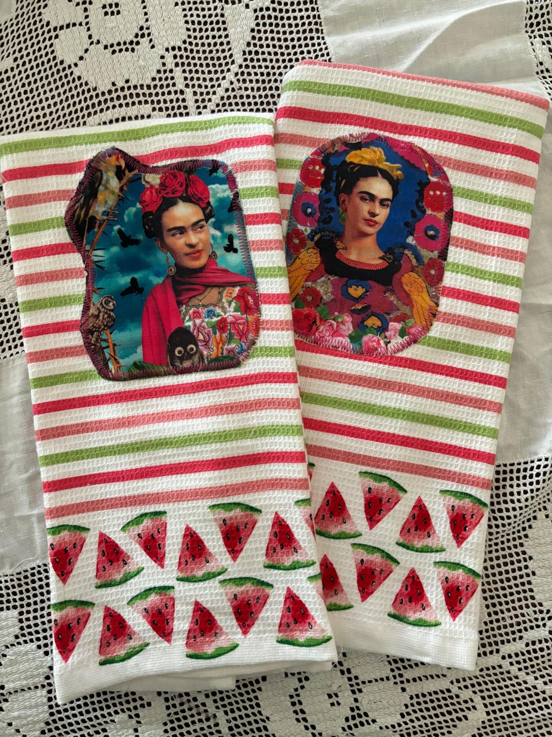 Colorful Frida Kahlo Set of Two Kitchen Towels. Mexican Decor. Frida ...