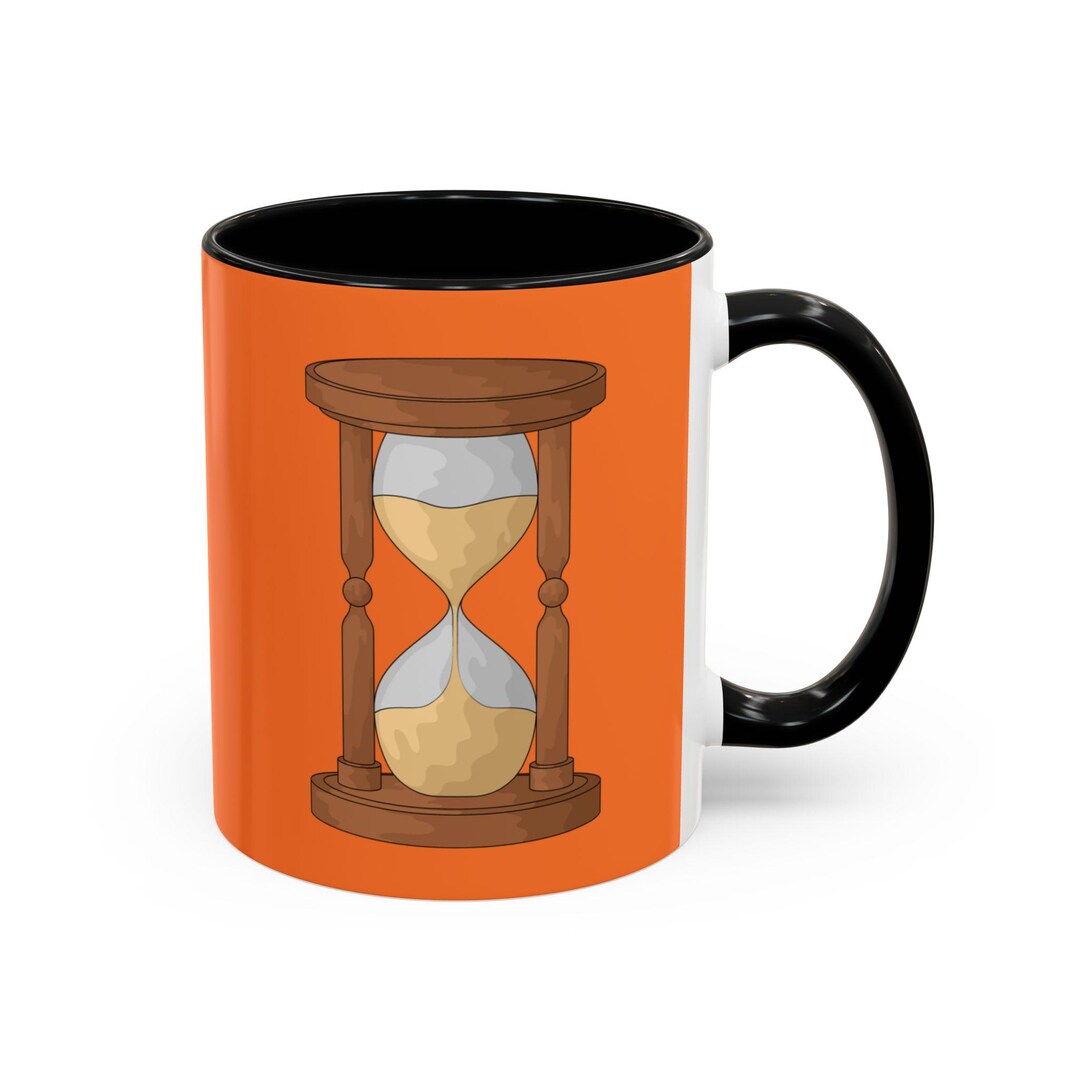 Hourglass Time Illustration Mug | Accent Coffee Mug, Orange Interior - Etsy