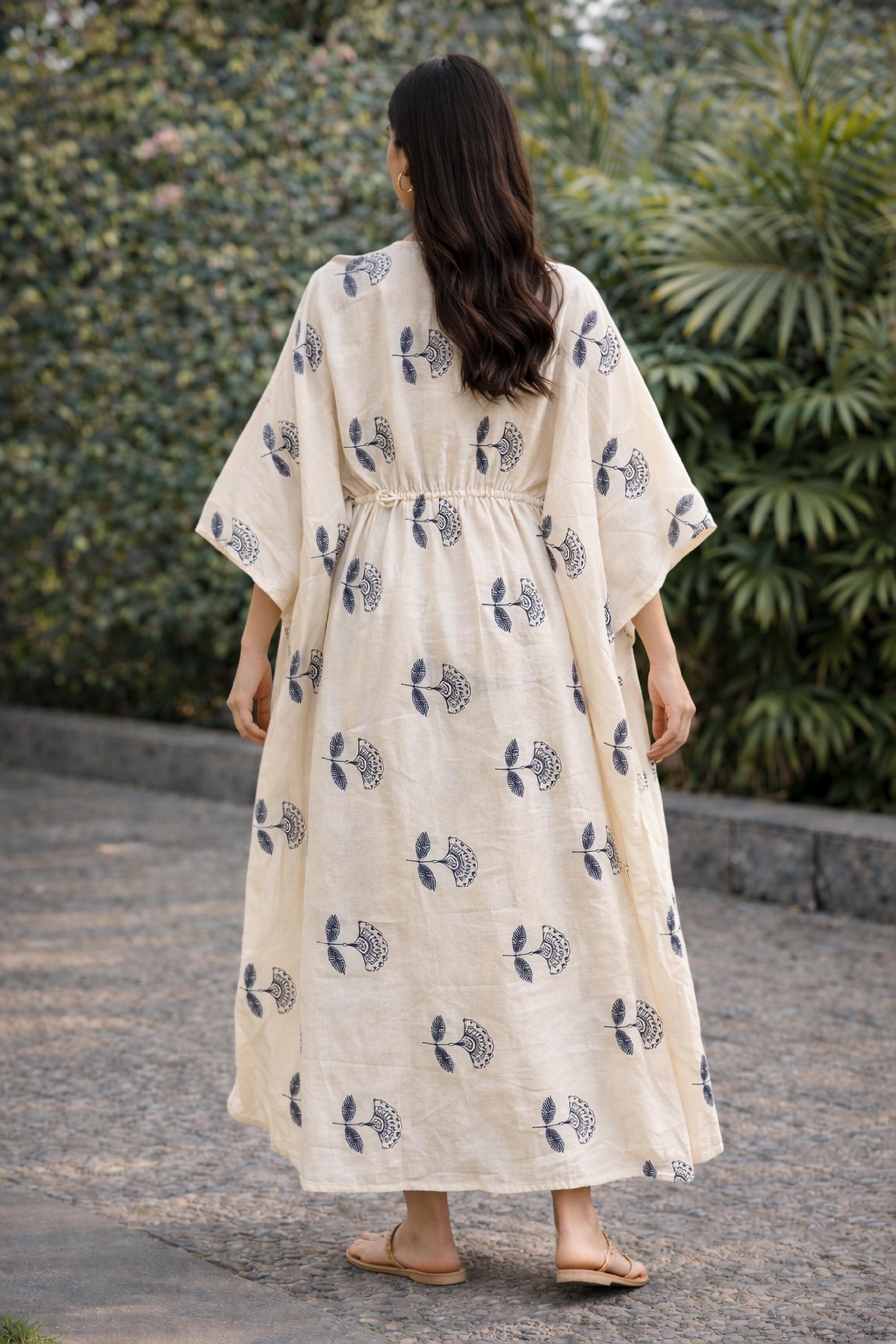 Jaipur Block Print Cotton Kaftan | Ethnic Indian Kaftan Dress | Boho ...