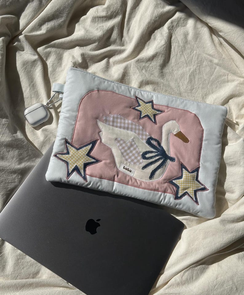 Handmade Patchwork Laptop Sleeve: Padded Cotton Case/ Gift for Her ...