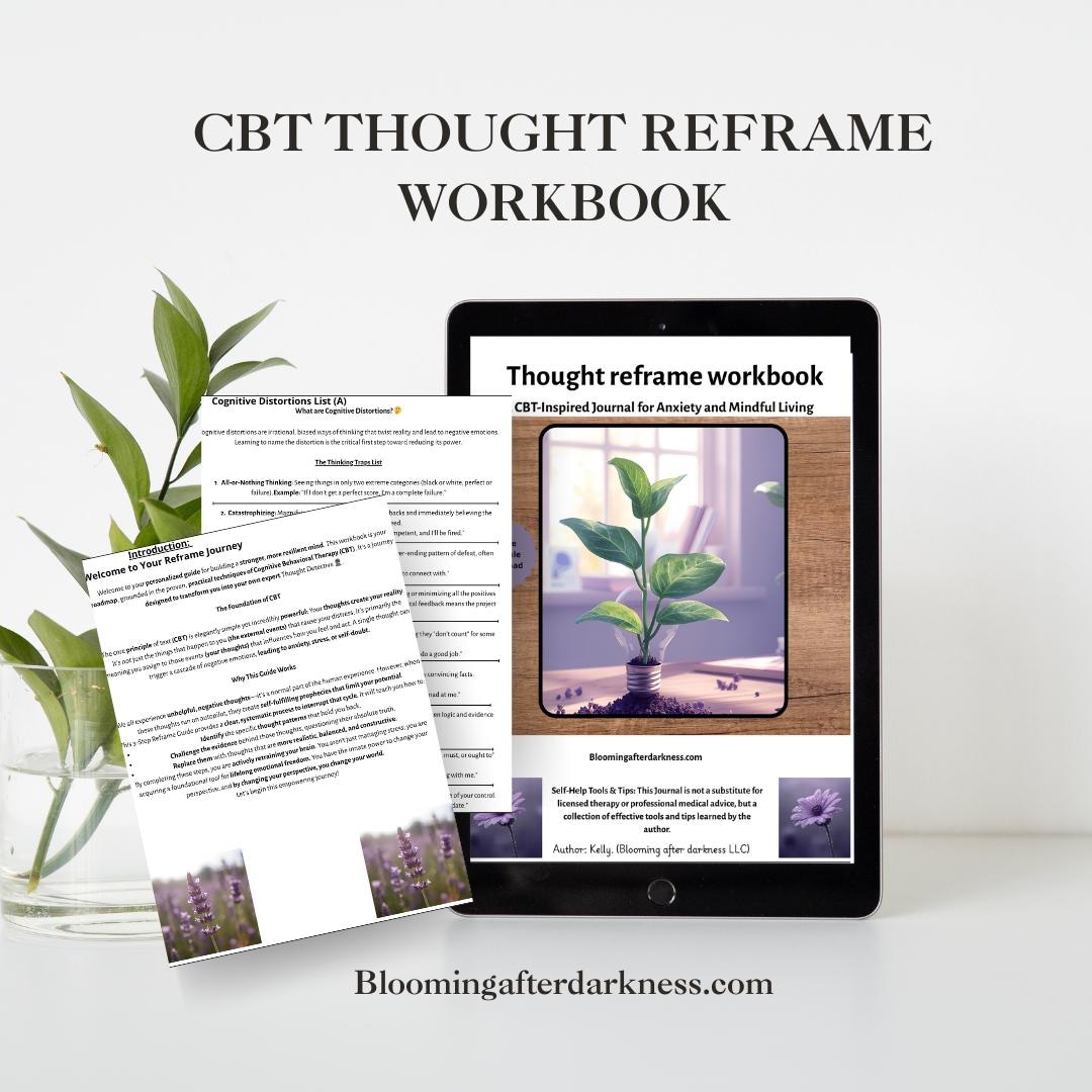 CBT Thought Record Journal: Reframe Negative Thoughts (printable PDF ...