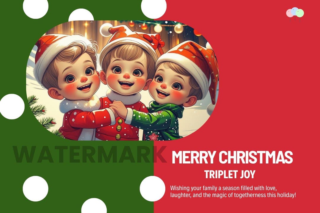 Triplet Christmas Card: Triple the Joy (digital Download) - Etsy