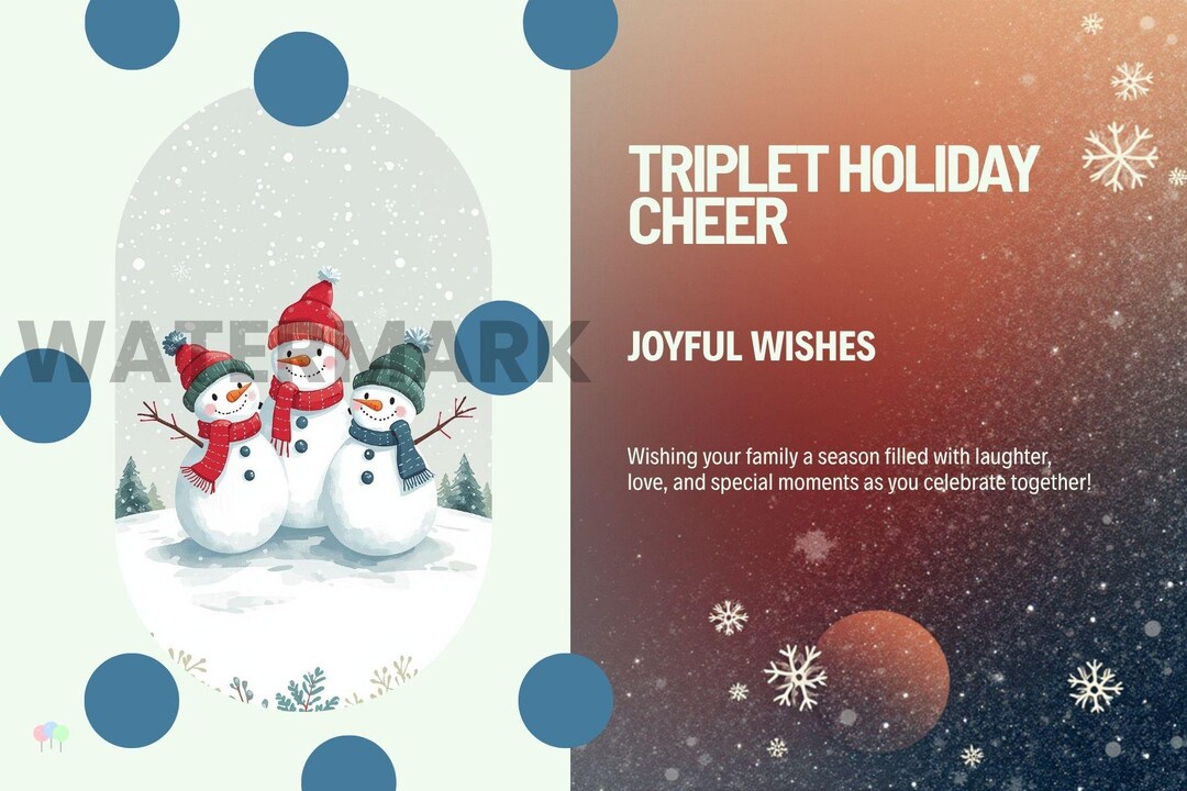 Triplet Christmas Card: Snowmen Holiday Cheer (digital Download) - Etsy