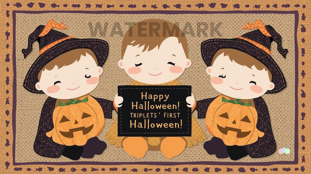 Triplets First Halloween Card: Pumpkin Witch (digital Download) - Etsy