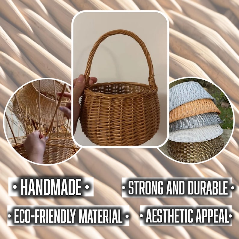 Wicker Firewood Basket, Rustic Wicker Log Basket, Natural Wicker ...