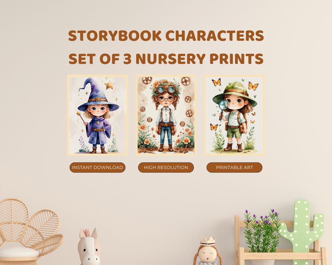 Storybook Characters Nursery Prints Set of 3 | Fantasy Adventure Art ...