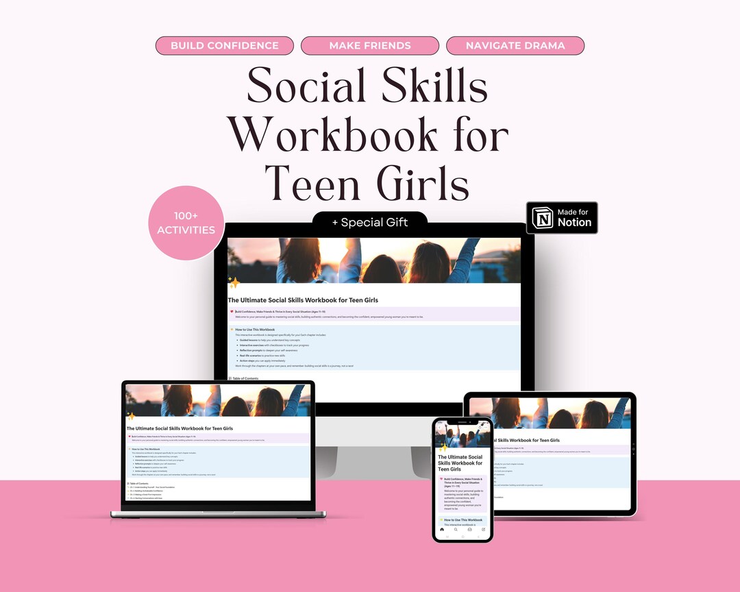 Social Skills Workbook for Teen Girls Notion Template | Confidence ...