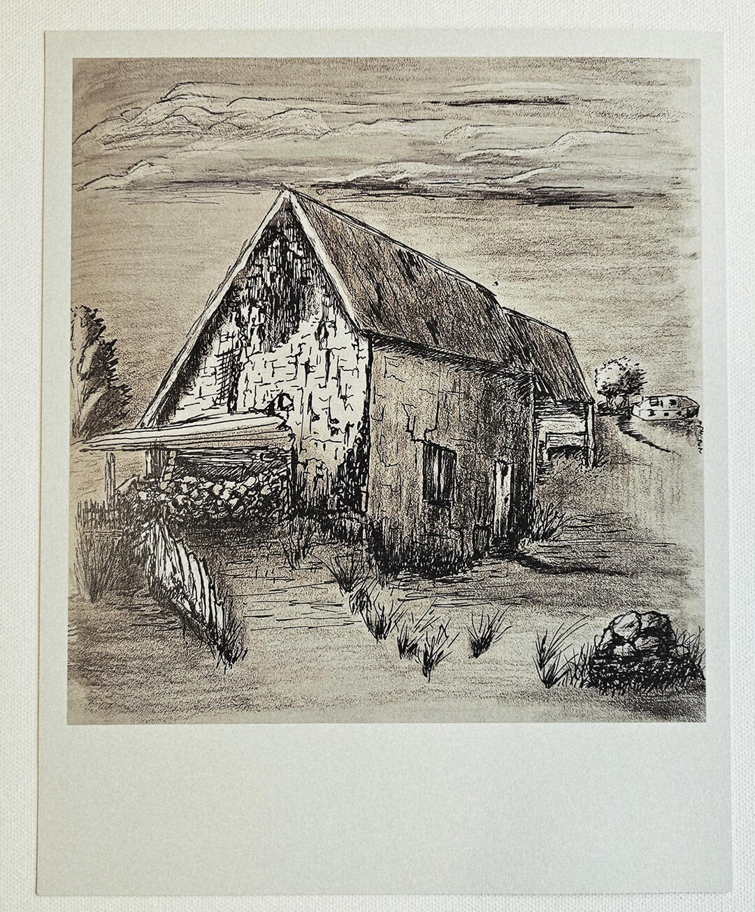 French Countryside Print of an Original Ink and Charcoal Sketch, 8”x10 ...