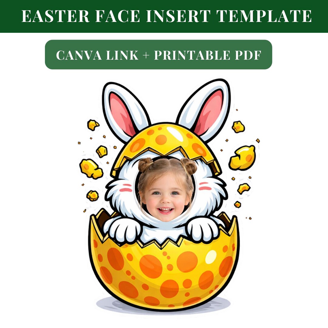 Easter Bunny Egg Face Insert Template, Kids Craft Activity (PNG PDF ...