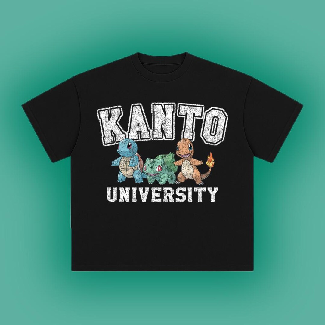 Pokemon Kanto Region Starter College Tee, Oversized Pokemon Fan Tee ...