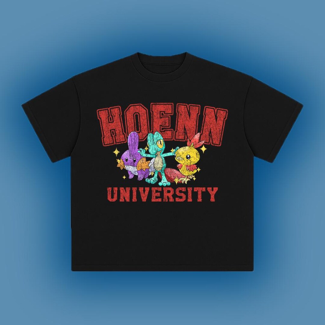 Pokemon Hoenn Region Shiny Starters College Tee, Oversized Pokemon Fan ...