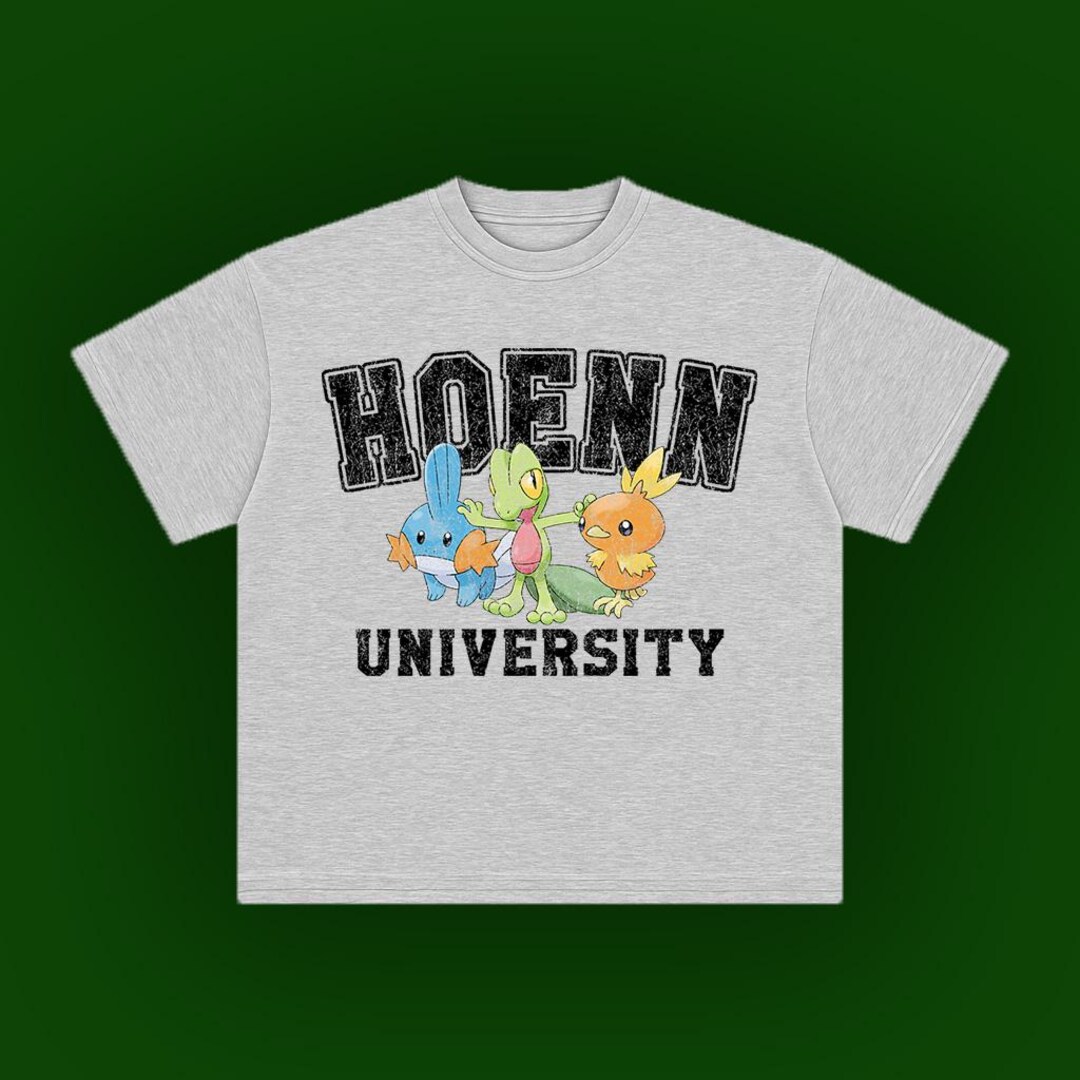 Pokemon Hoenn Region Starters College Tee, Oversized Pokemon Fan Tee ...