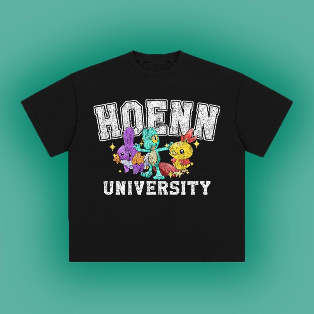 Pokemon Hoenn Region Shiny Starters College Tee, Oversized Pokemon Fan ...