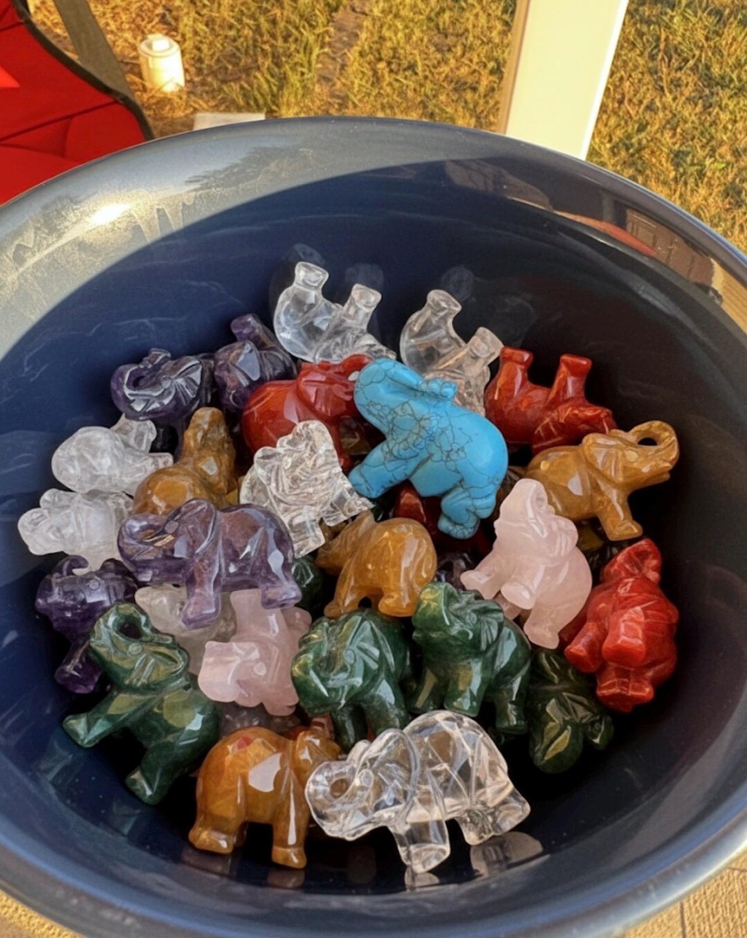 Hand-carved Mini Gemstone Elephant Figurines – Choose Your Crystal ...