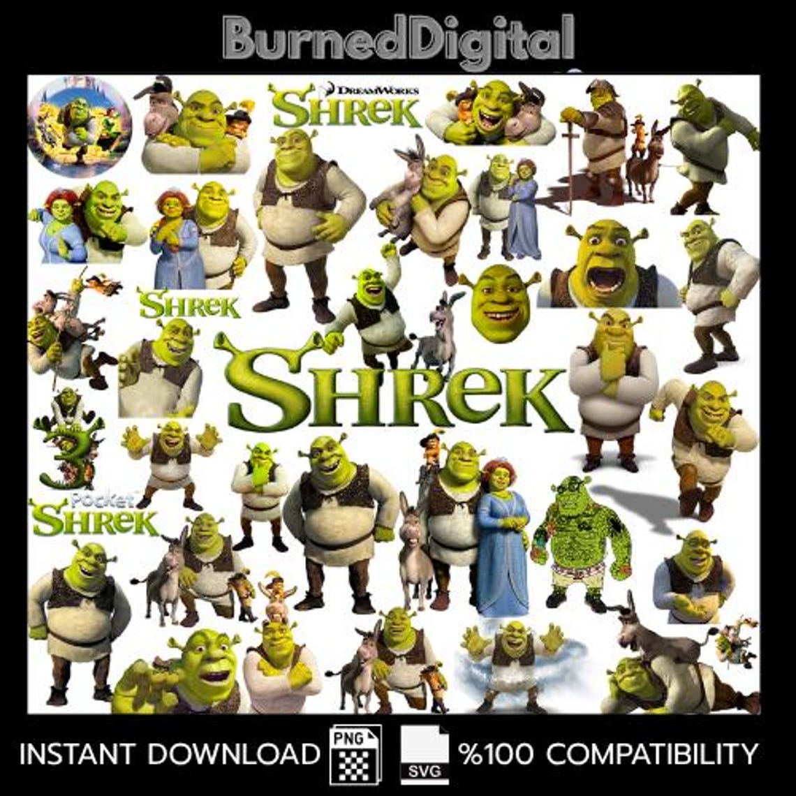 Shrek Svg Bundle, Svg Bundles, Digital Vector File, Svg Designs Bundle ...