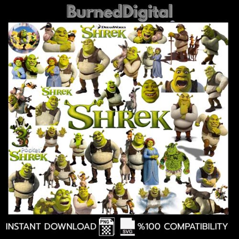 Shrek Svg Bundle, Svg Bundles, Digital Vector File, Svg Designs Bundle ...