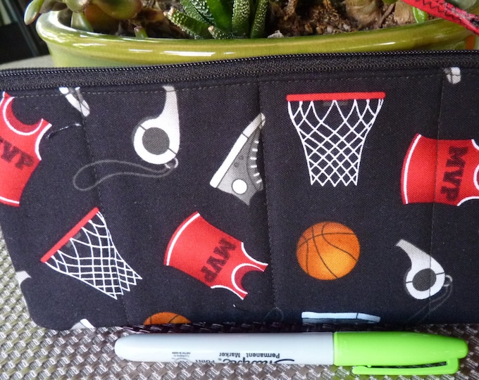 Handcrafted Basketball Zipper Pencil Case/travel Bag/ Pouch/ Gadget Bag ...