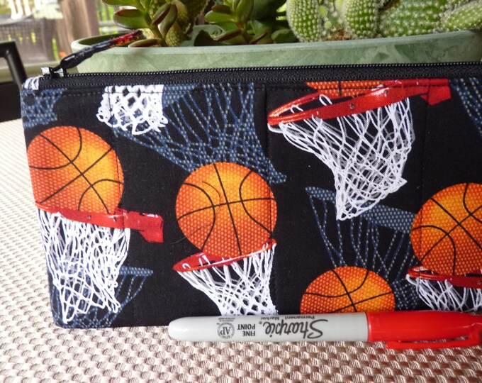 Handcrafted Basketball Zipper Pencil Case/ Travel Bag/ Pouch/ - Etsy