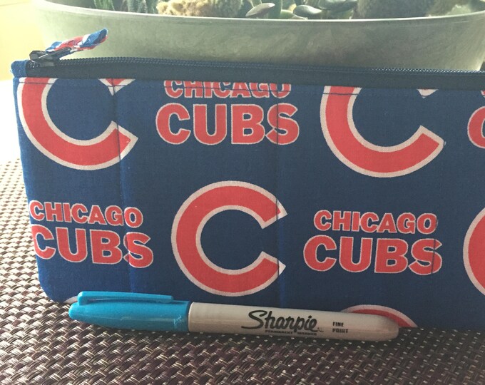 Handcrafted Chicago Cubs Zipper Pencil Case/travel Bag/ Pouch/ - Etsy