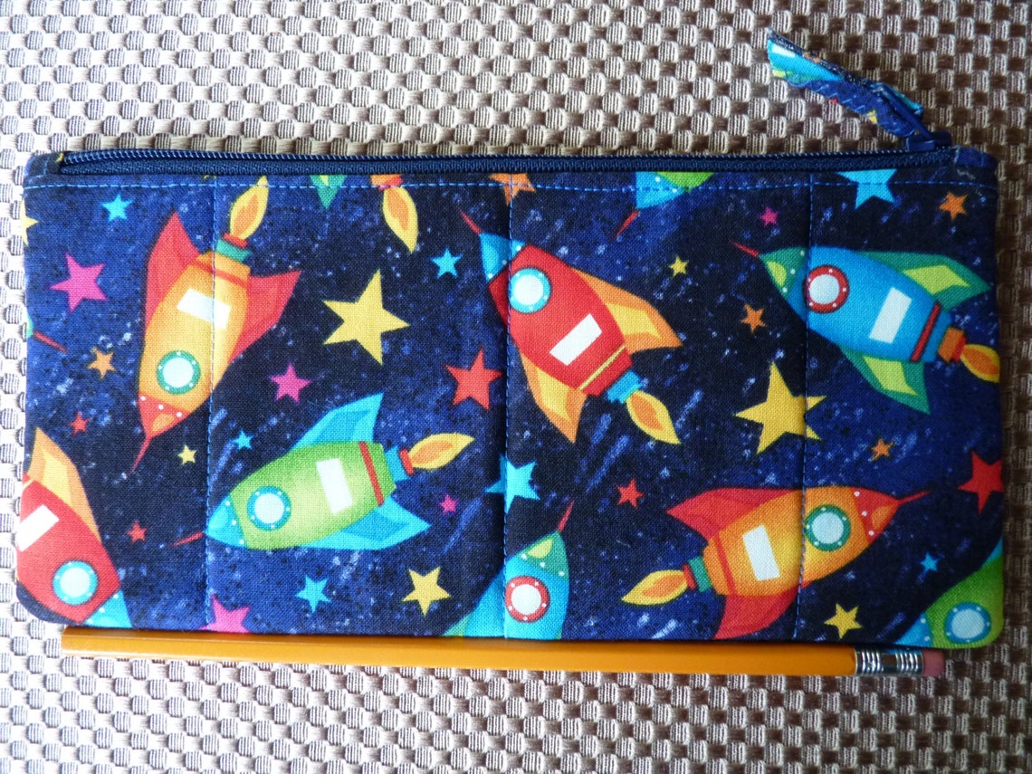 Handcrafted Rockets Zipper Pencil Case/travel Bag/ Pouch/ Gadget Bag - Etsy
